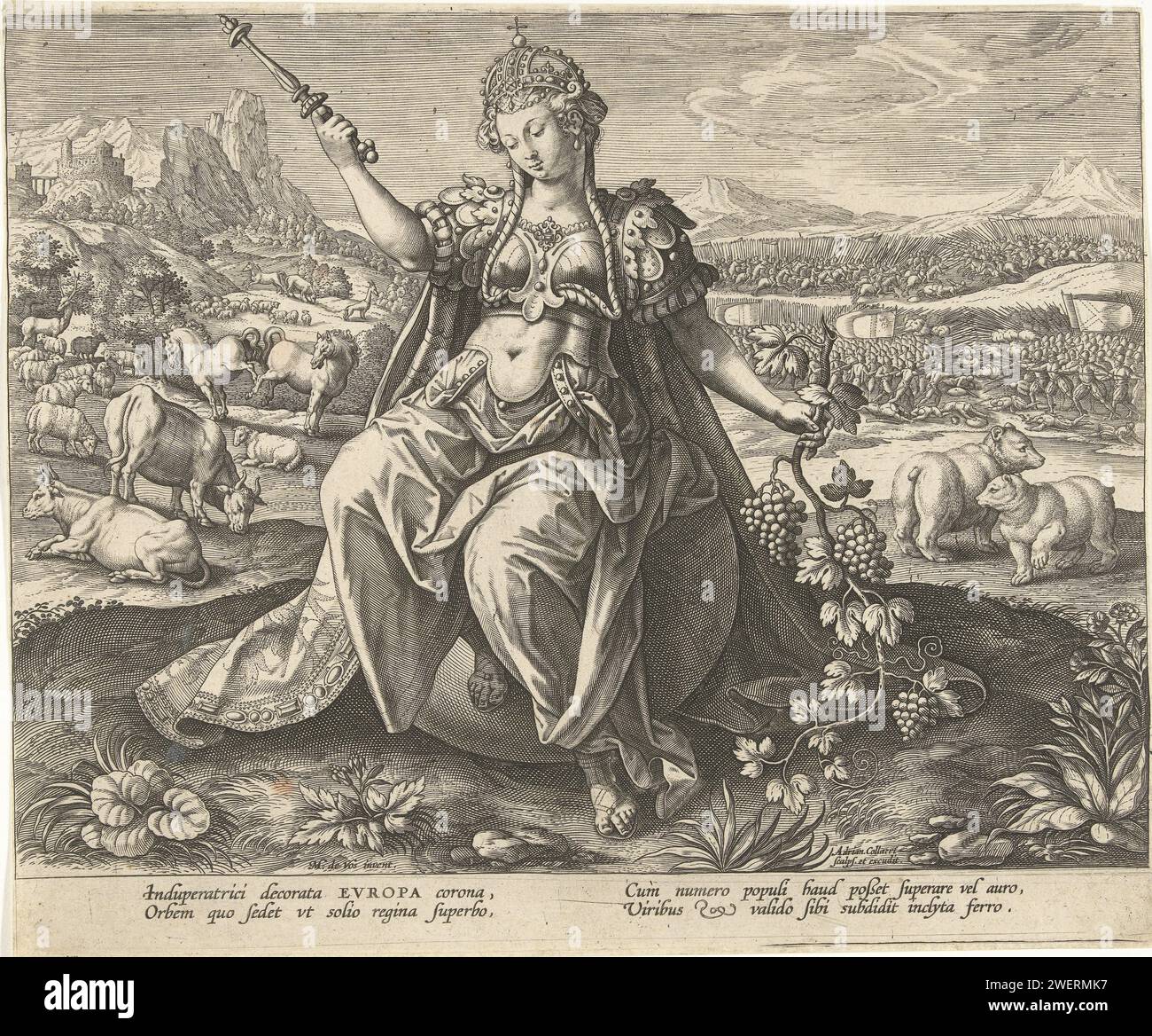 Europe, Adriaen Collaert, After Maerten de Vos, 1586 - 1591 print The ...
