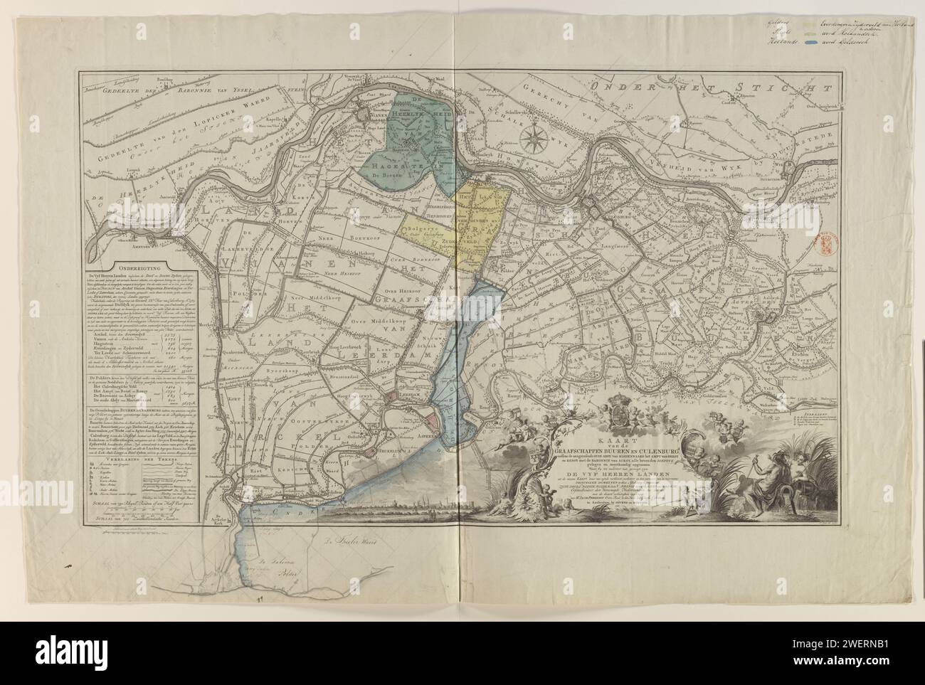 Map of the counties Buren and Culemborg, Jan Punt, 1761 print On the ...