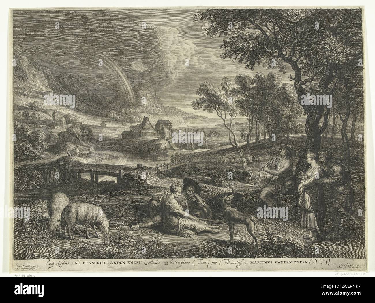 Landscape with rainbow and shepherds, Schelte Adamsz. Bolswert, after ...