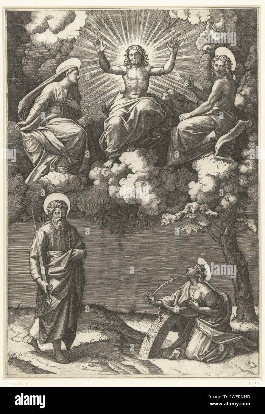 Christ and Mary and John the Baptist with Saints Paul and Catharina van ...
