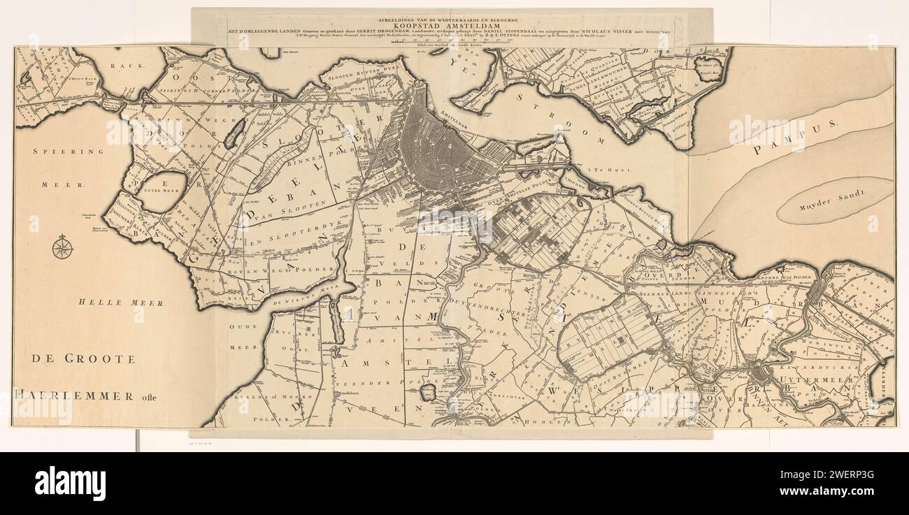 Map of Amsterdam and surrounding areas / map of Amstelland (Middle Part), Daniël Stendaal, After ...
