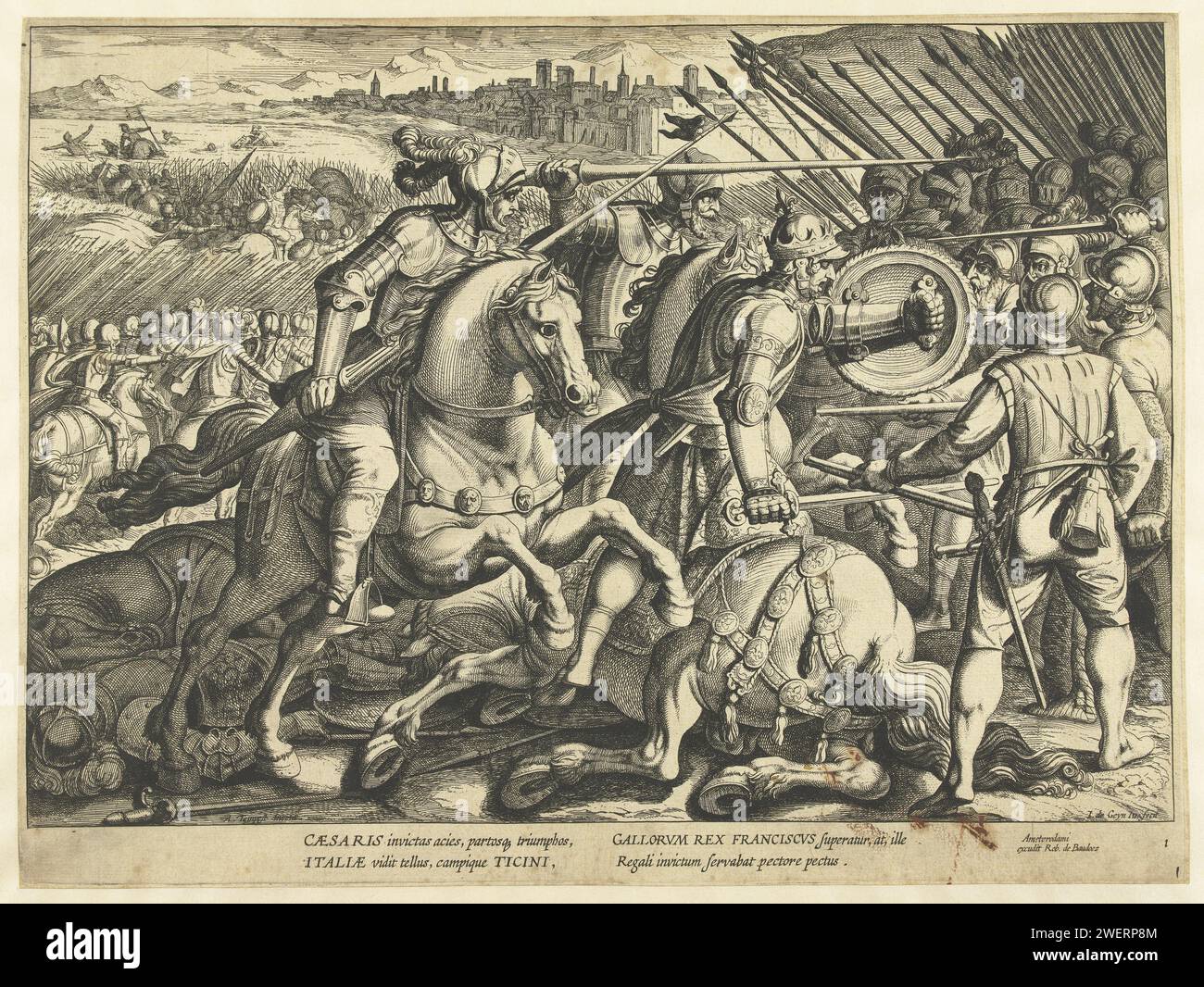 Karel V victory over Frans I at Pavia, 1525, 1614 print Charles V's ...