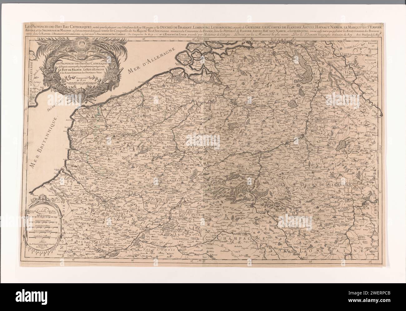 Map of the Southern Netherlands, Anonymous, 1685 print paper etching ...