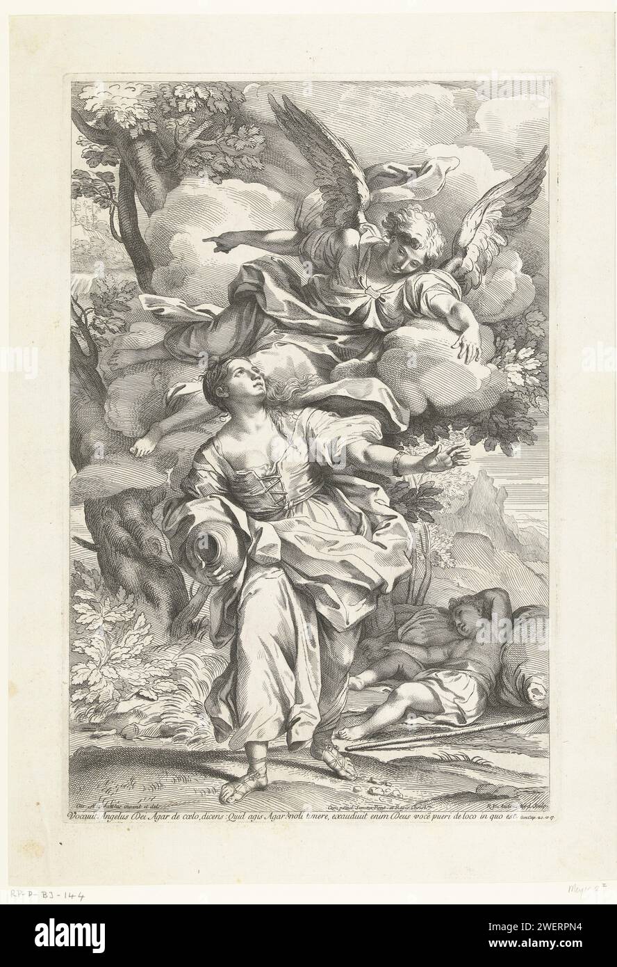 Hagar and Ismaël in De Wildernis, Robert van Audenaerd, After Carlo ...