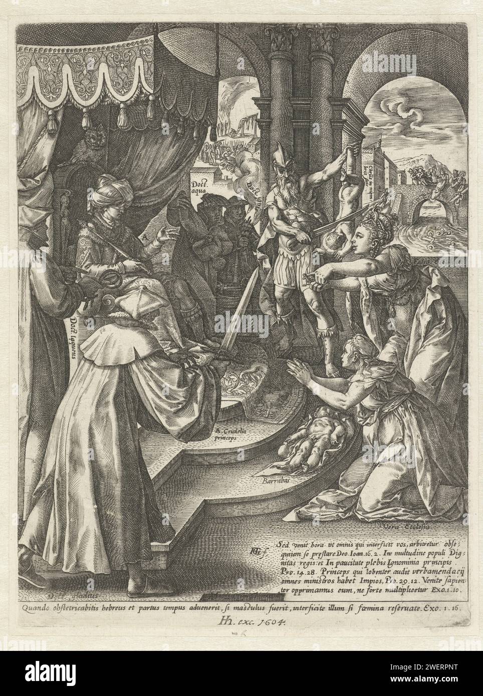 The judgment of Solomon, 1604 print The blindfolded Solomon is about to ...