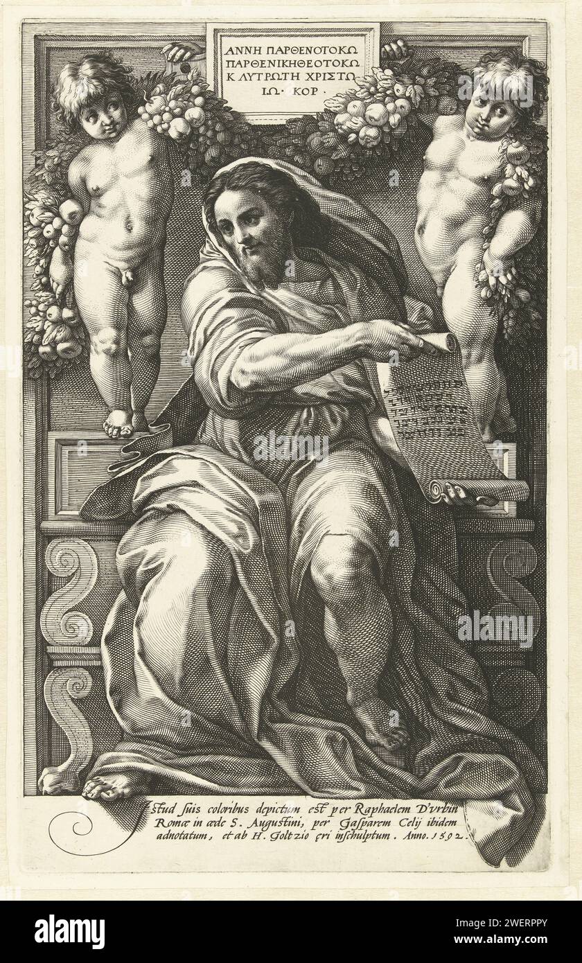 Profeet Jesaja, Hendrick Goltzius, after Gaspare Celio, after Rafaël ...
