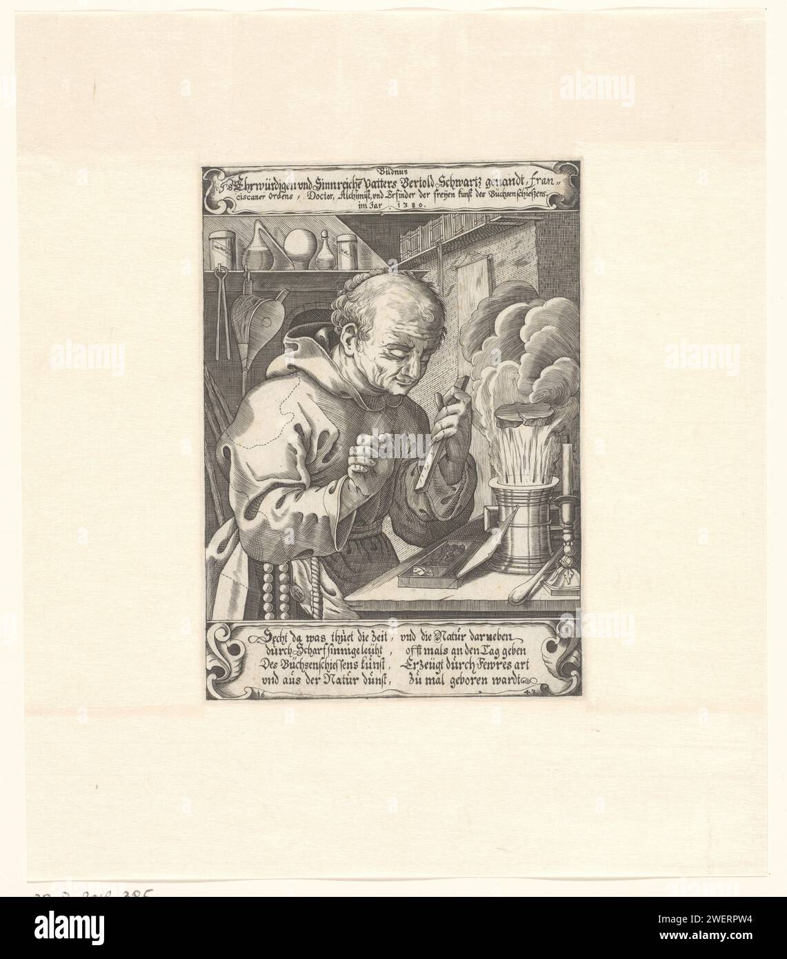 The inventor of the gunpowder, the Franciscan Monnik Bertold Schwartz ...