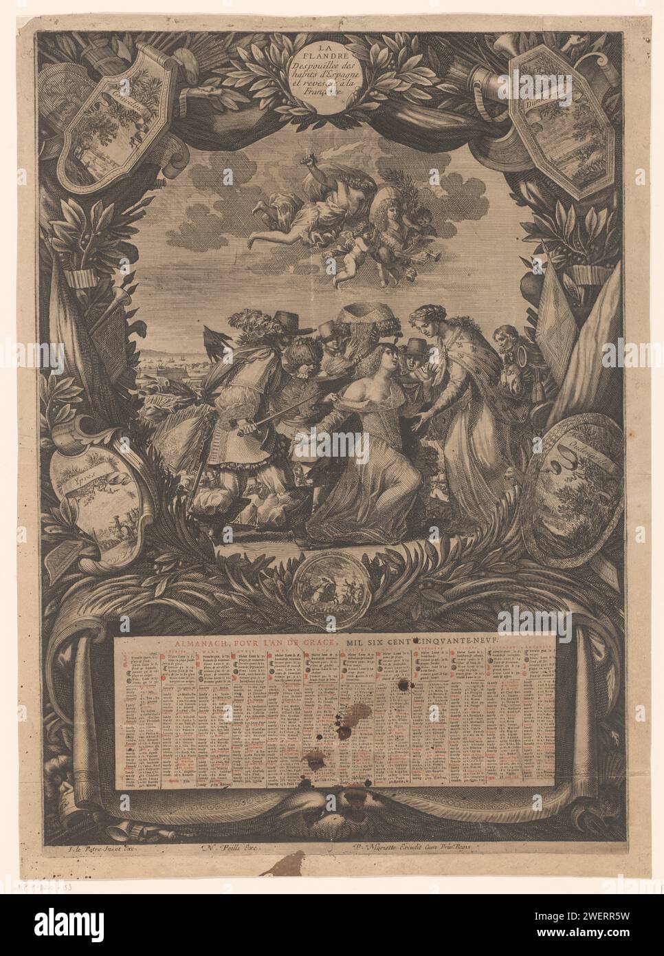 Calender for 1659: Allegory on the Submission of Flanders to Louis XIV ...