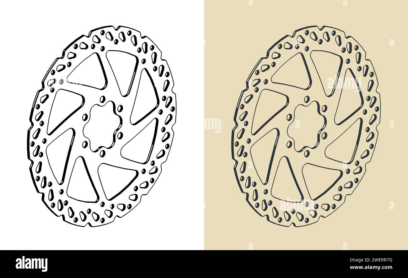Stylized vector illustrations of bicycle brake disc Stock Vector Image ...