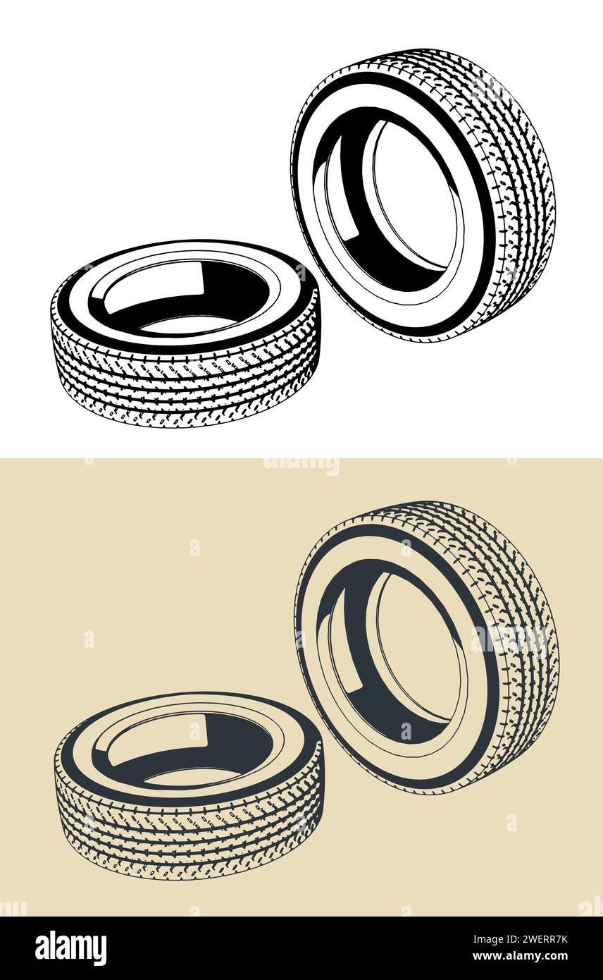 Stylized vector illustrations of a car tires Stock Vector Image & Art ...