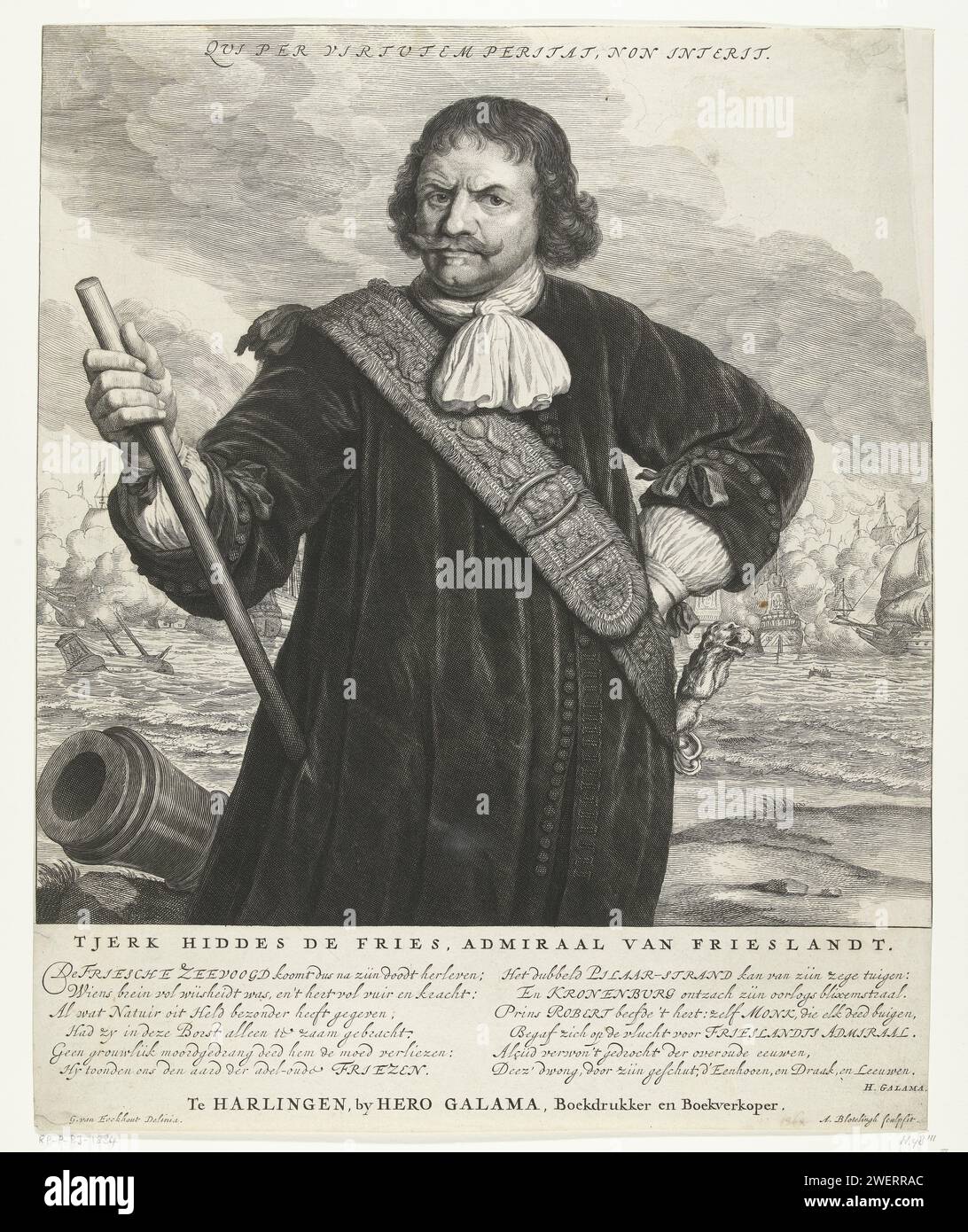 Portrait of Tjerk Hiddes de Vries, Abraham BLOTELING, After Gerbrand ...