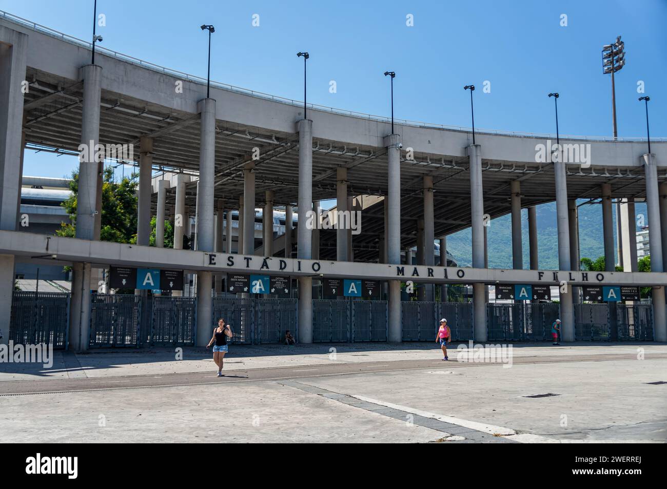 Main entrance view of Jornalista Mario Filho stadium (AKA Maracana ...