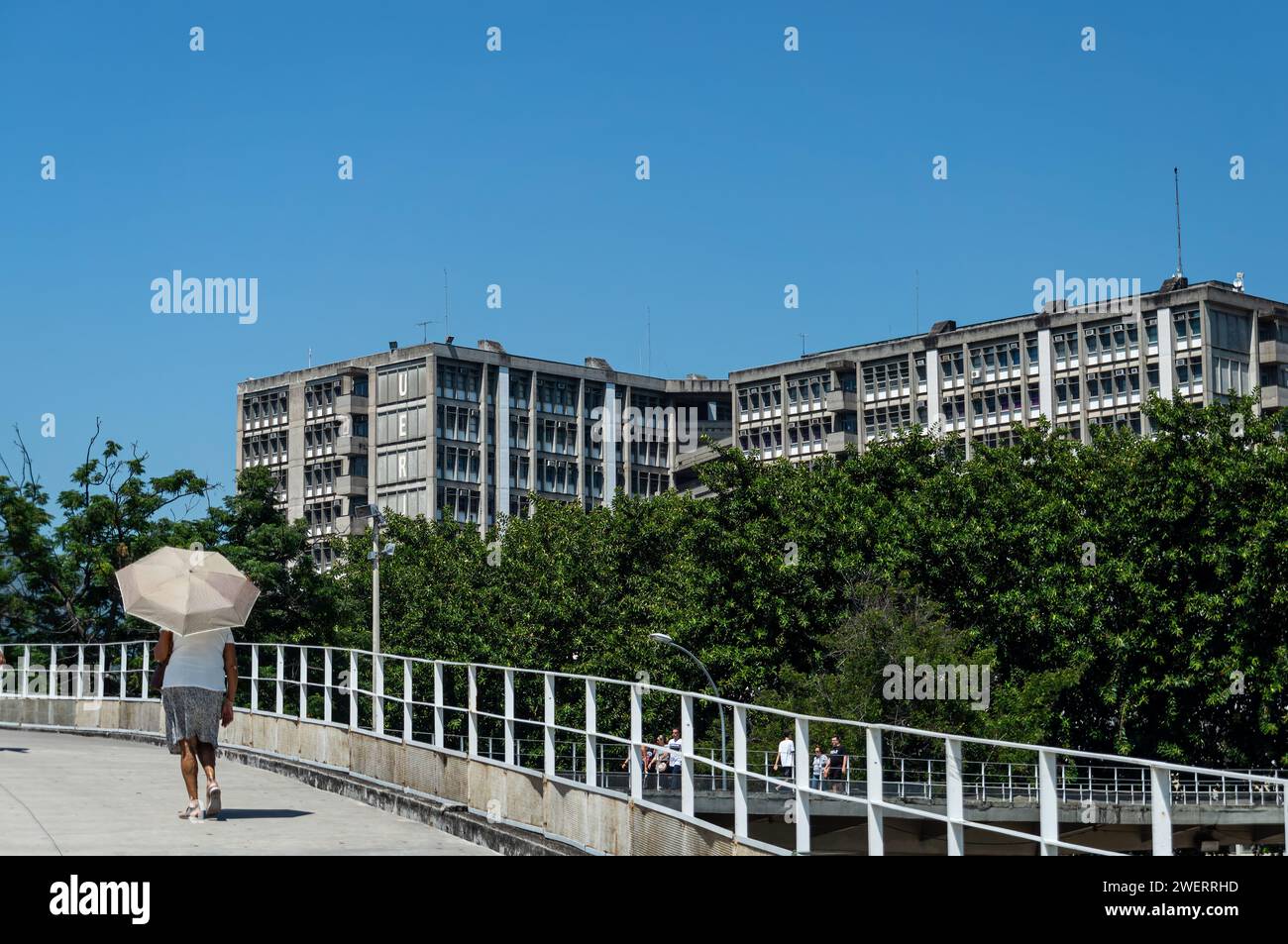 Rio de Janeiro State University (UERJ) blocks near the footbridge ramp ...