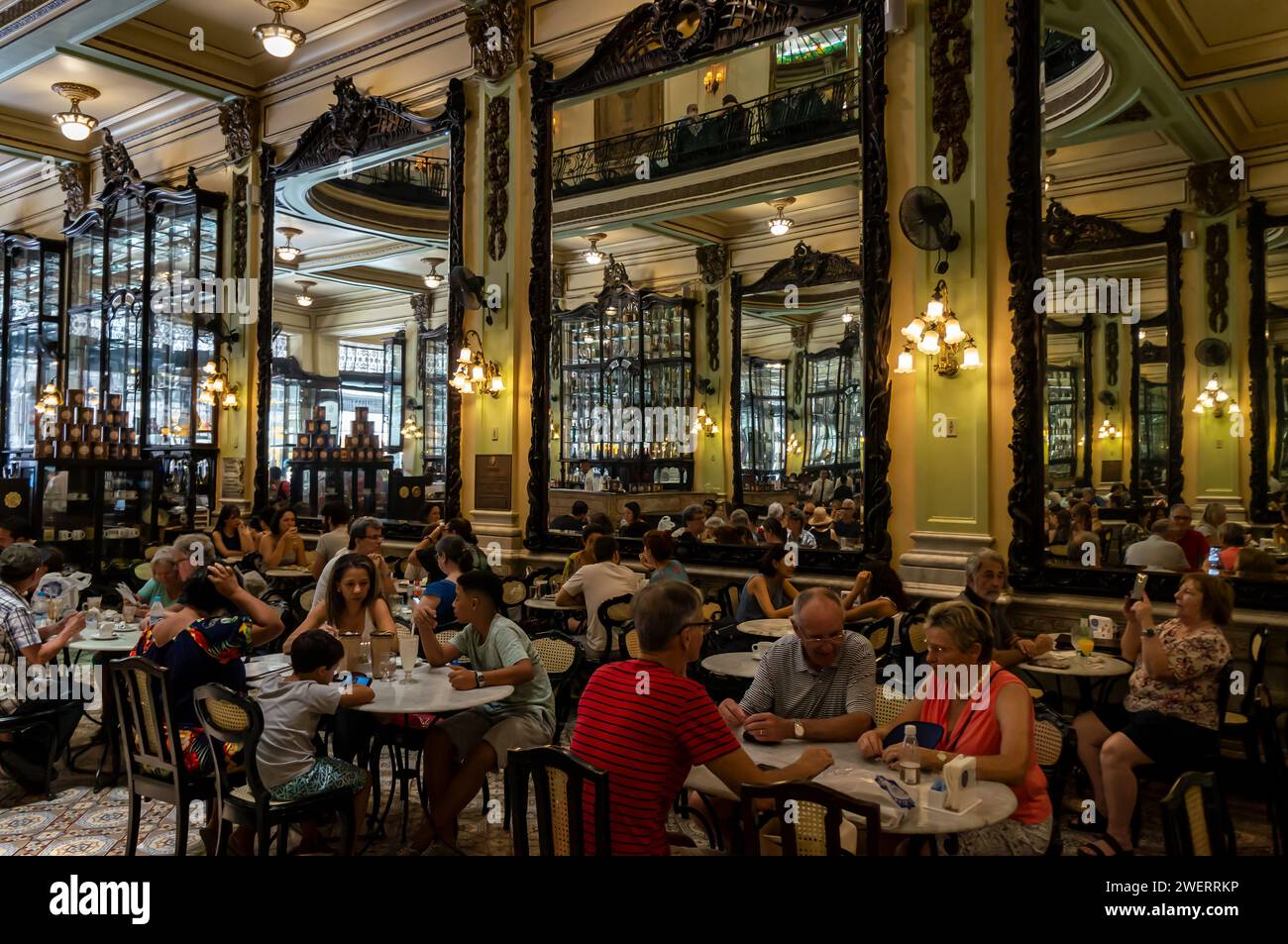 Big mirrors on Confeitaria Colombo coffeehouse main room walls, a ...