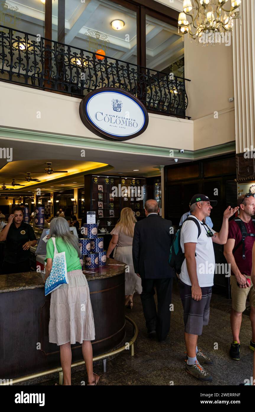 Partial interior view of Confeitaria Colombo coffeehouse, a famous cafe ...