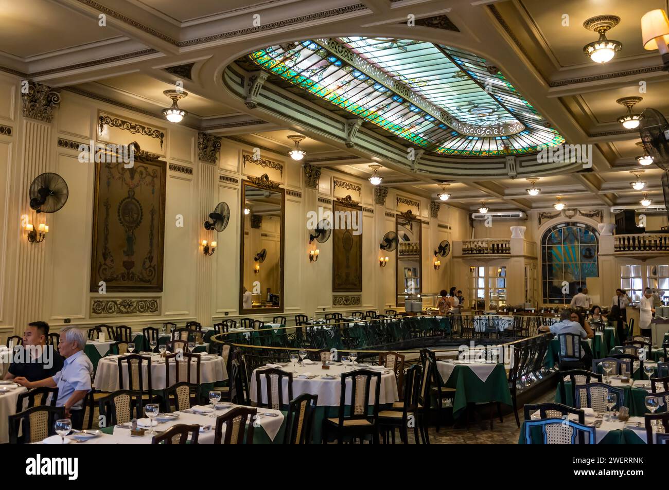 Interior view of Confeitaria Colombo coffeehouse restaurant area on the ...