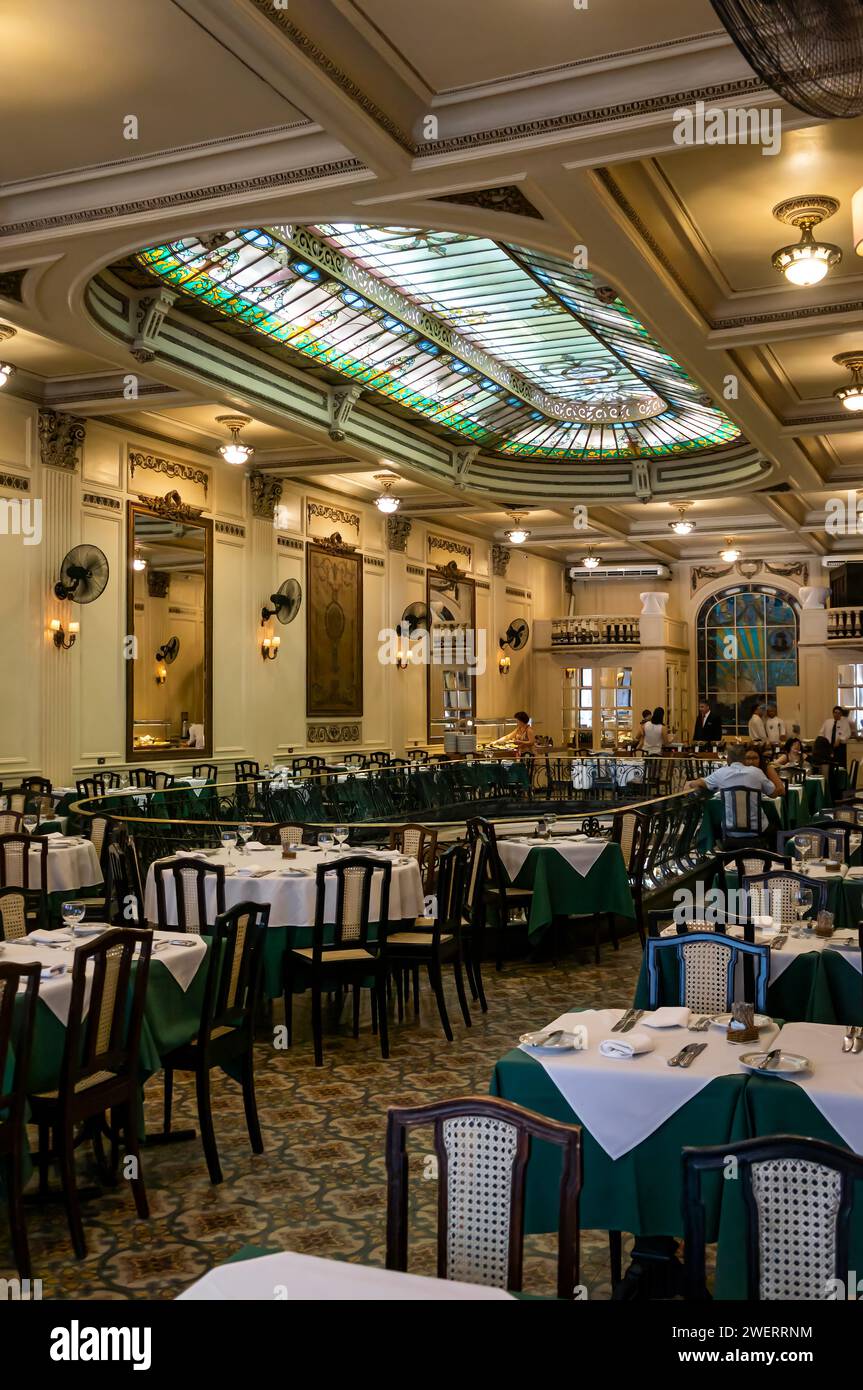 Interior view of Confeitaria Colombo coffeehouse restaurant area on the ...
