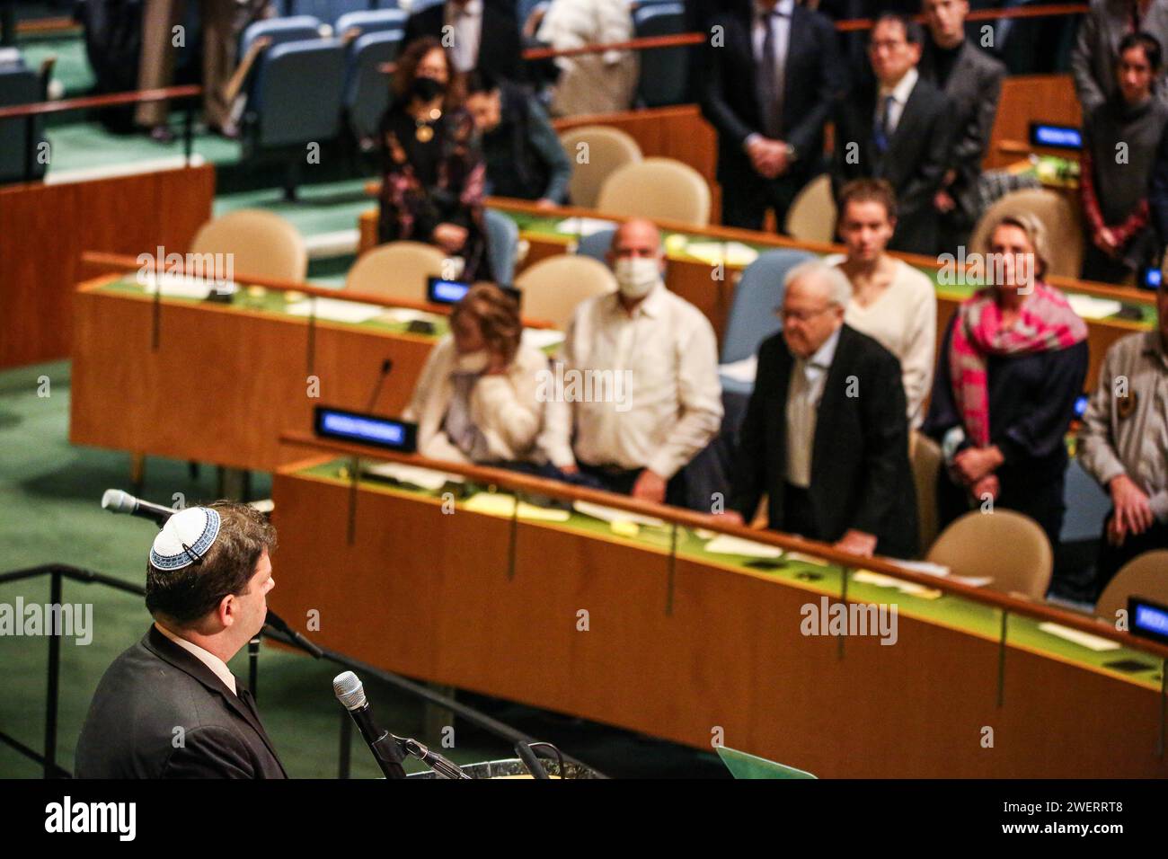 New York, New York, USA. 26th Jan, 2024. CANTOR DANIEL SINGER leads a ...