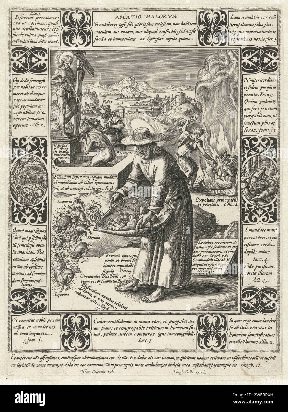 Salvation of evil, 1581 - 1633 print Series of twelve allegories of the ...