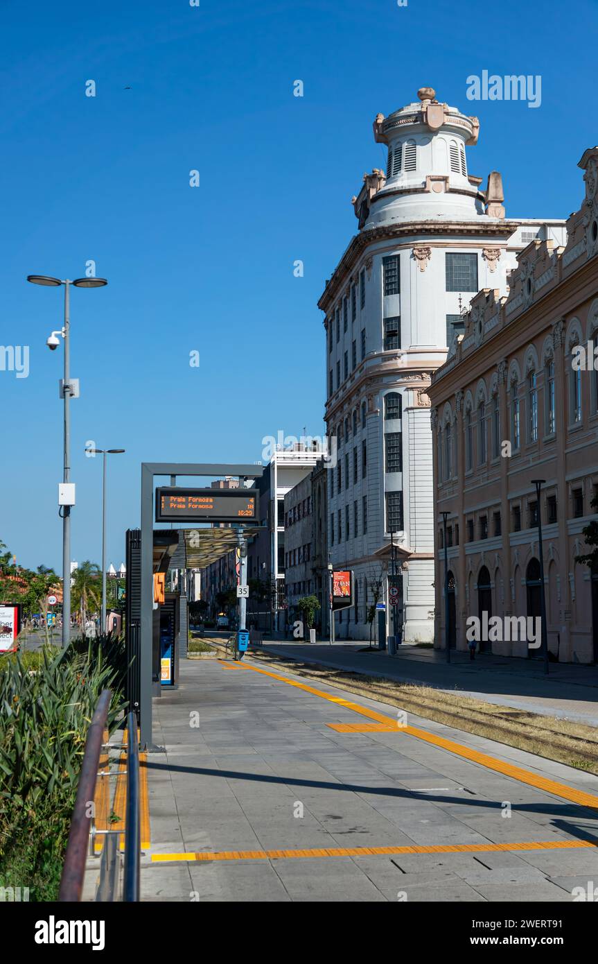 The old buildings of Porto Maravilha port as saw from the empty VLT ...