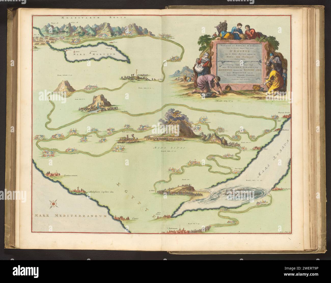 Map of the Tour of the Israelites, Dirk Janszoon van Santen, 1700 print ...