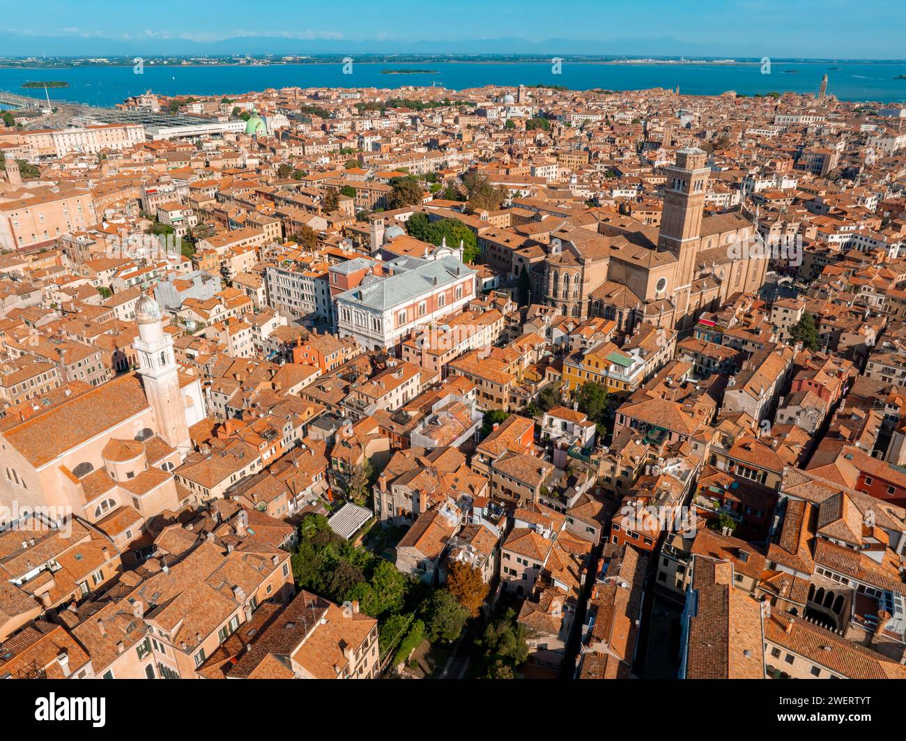 Aerial View of Venice near Saint Mark's Square, Rialto bridge and ...