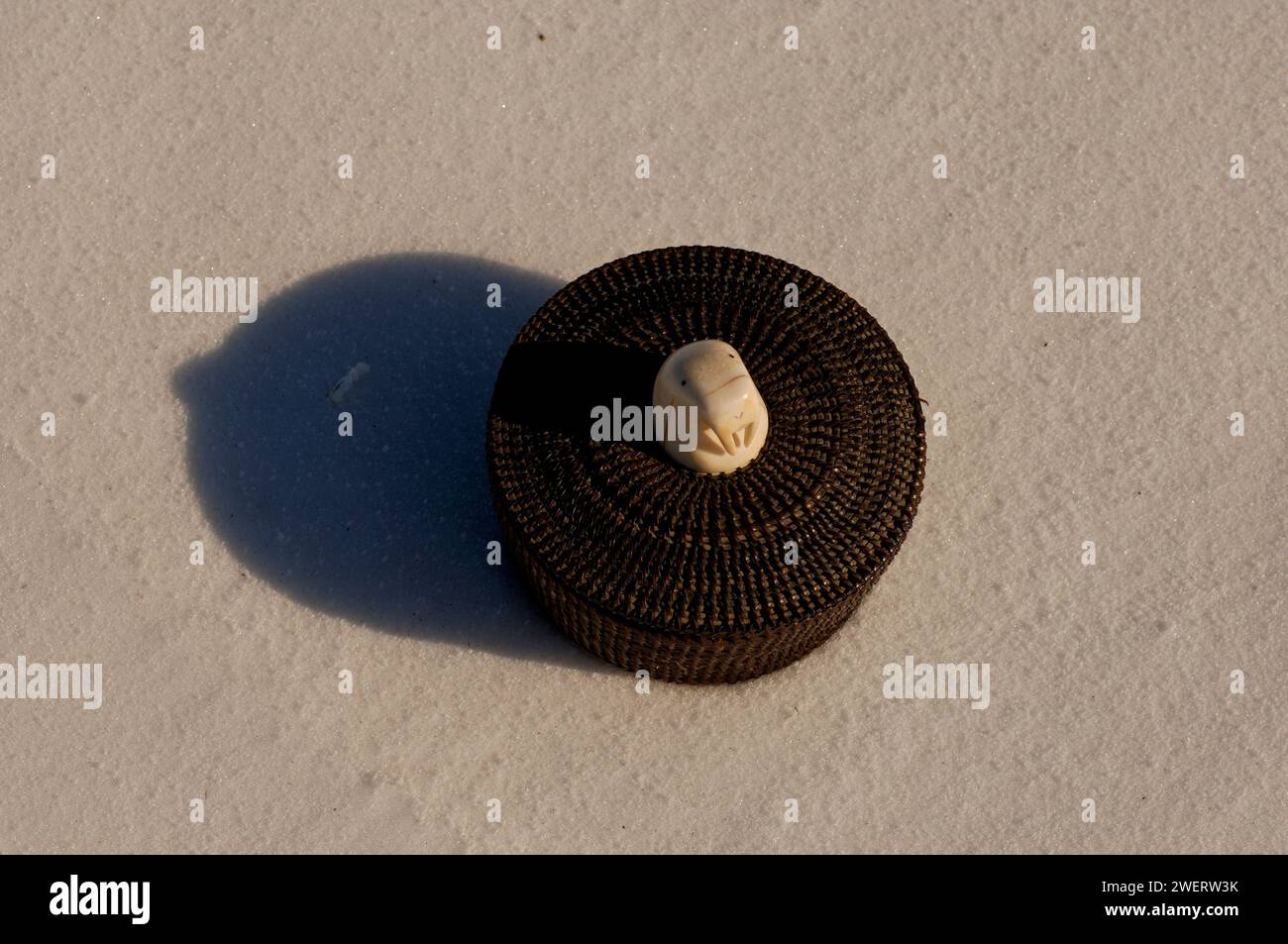 native inupiat basket made with walrus ivory carving of a seal ...