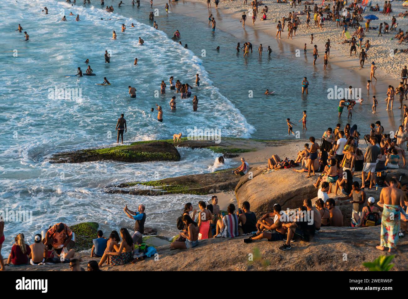 RIO DE JANEIRO - BRAZIL - DEC 17, 2018: Lots of people gathering over ...