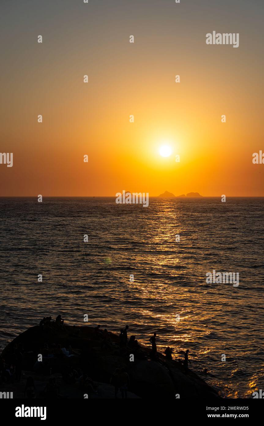 Beautiful orange sunset golden sky view over the Atlantic ocean as saw ...