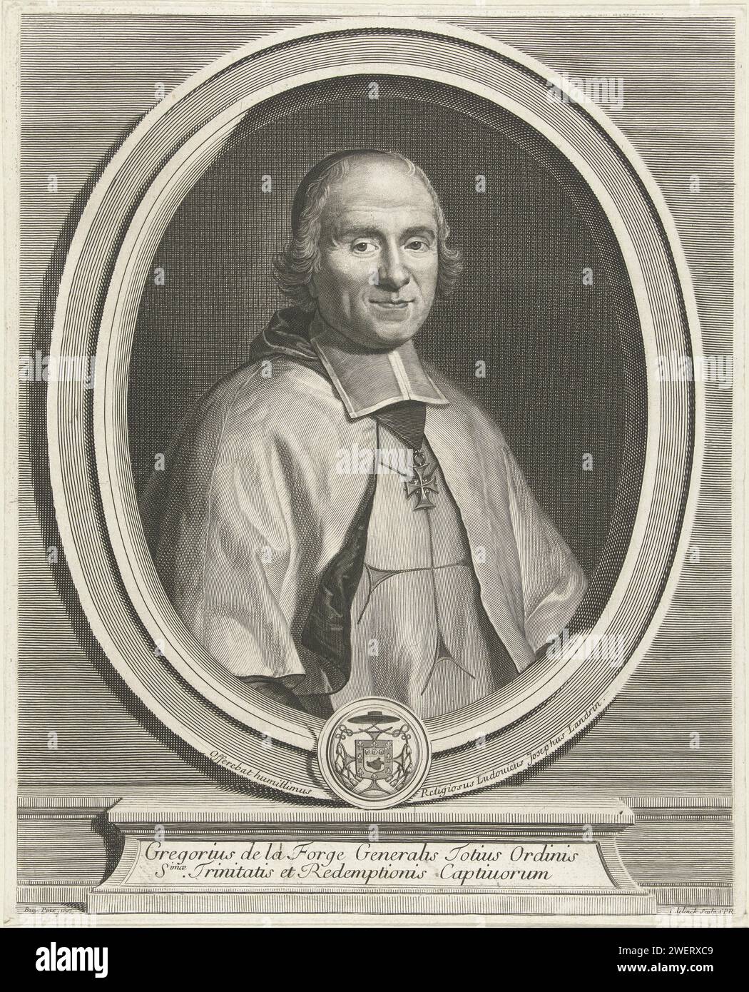 Portret van Grégoire de la Forge, Gerard Edelinck, after, 1697 - 1707 ...