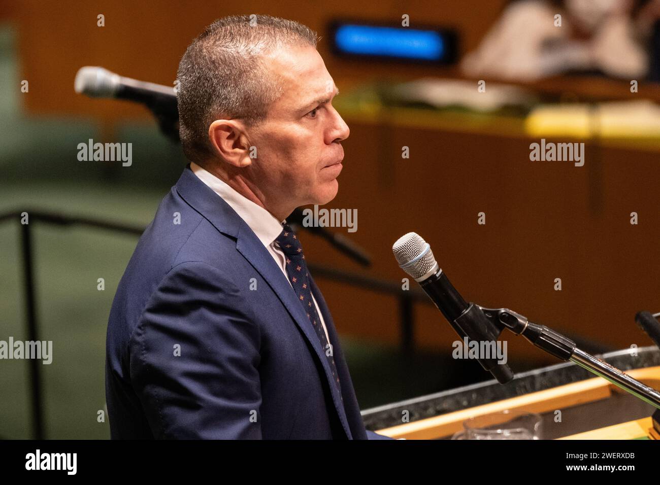 Israeli Ambassador Gilad Erdan speaks during United Nations Holocaust ...