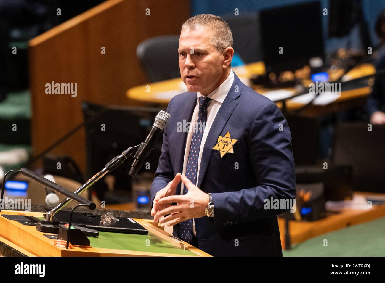 Israeli Ambassador Gilad Erdan speaks during United Nations Holocaust ...