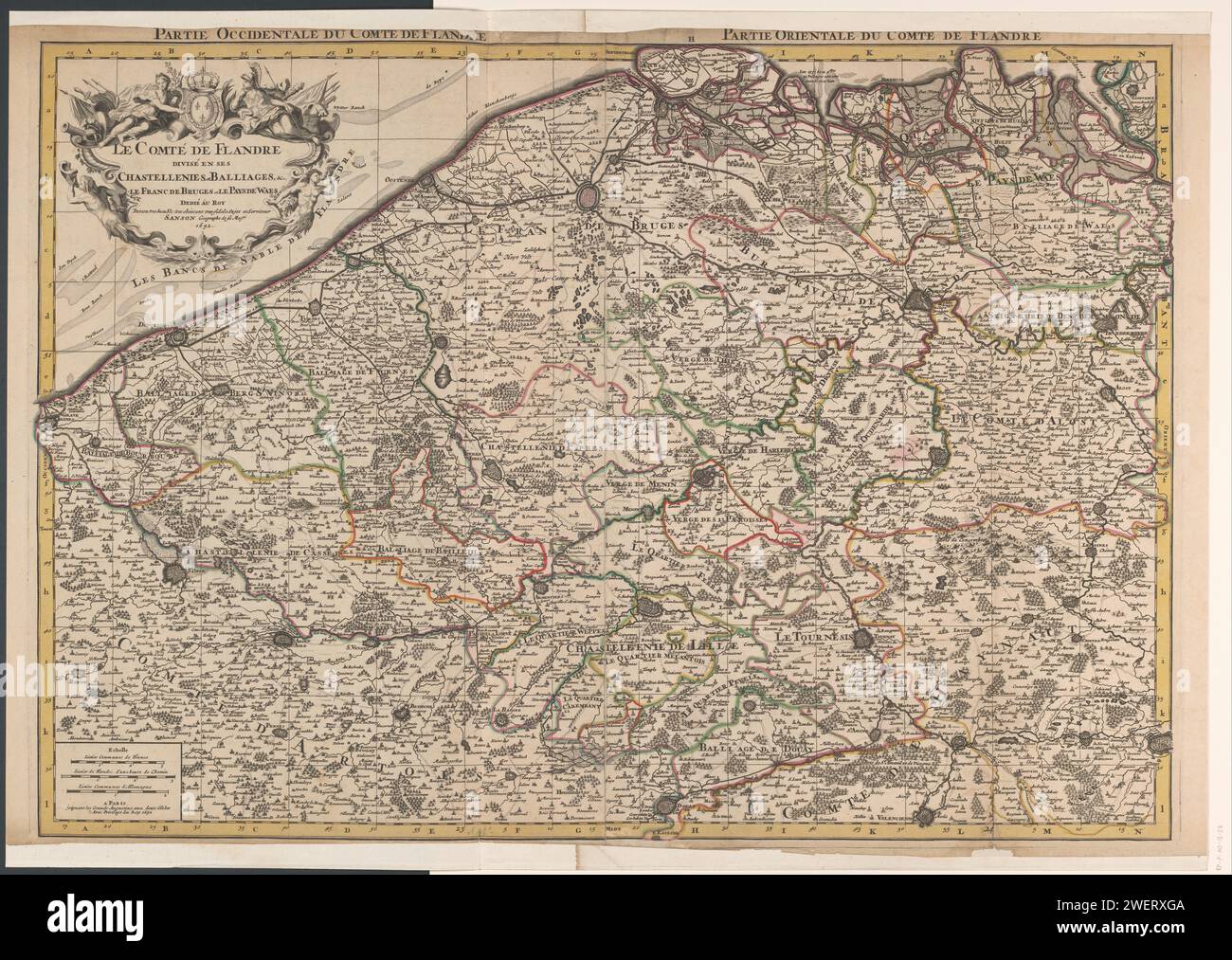 Map of the Graafschap Vlaanderen, Anonymous, 1692 print Map of the ...