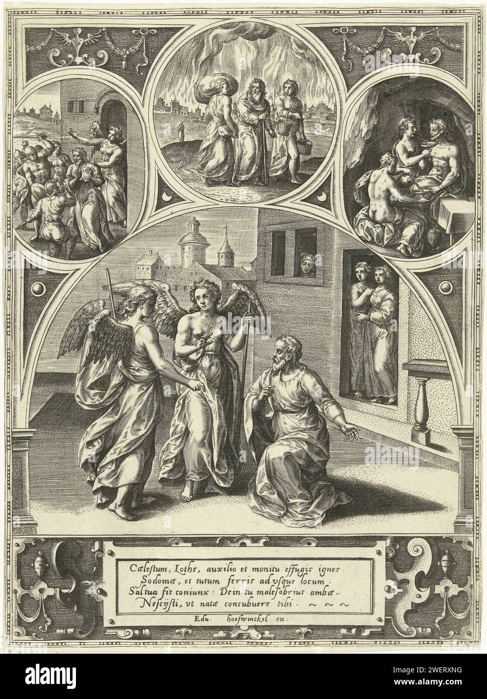 Events from Lot, Adriaen Collaert, after Chrispijn van den Broeck, 1579 ...