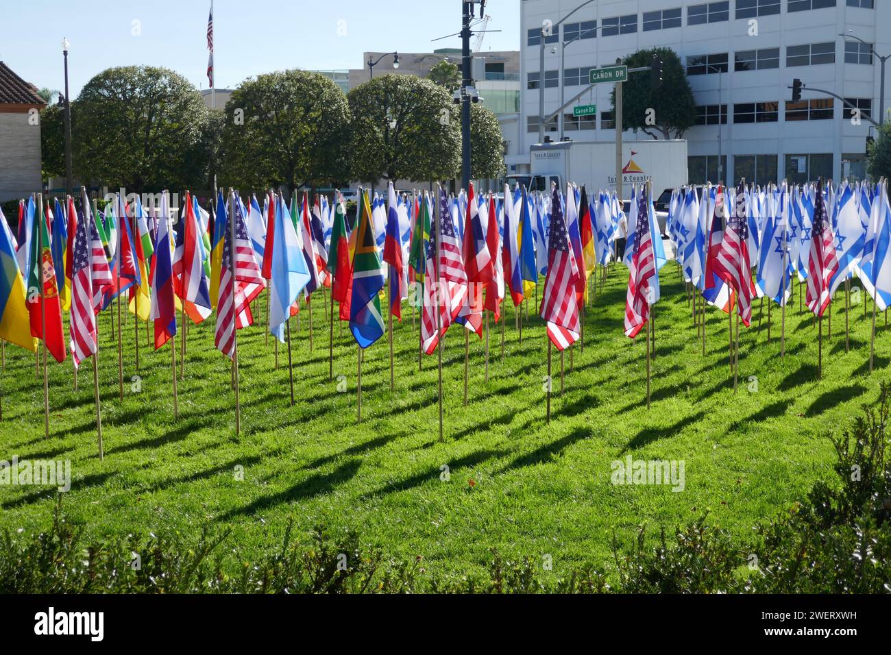 Beverly Hills, California, USA 26th January 2024 1400 Flags Gaza War ...