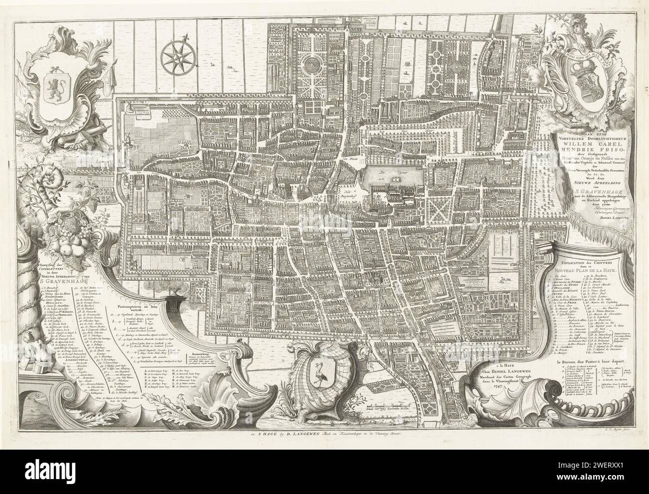 Map of The Hague, Iven Besoet, 1747 print Map in a nutshell perspective ...