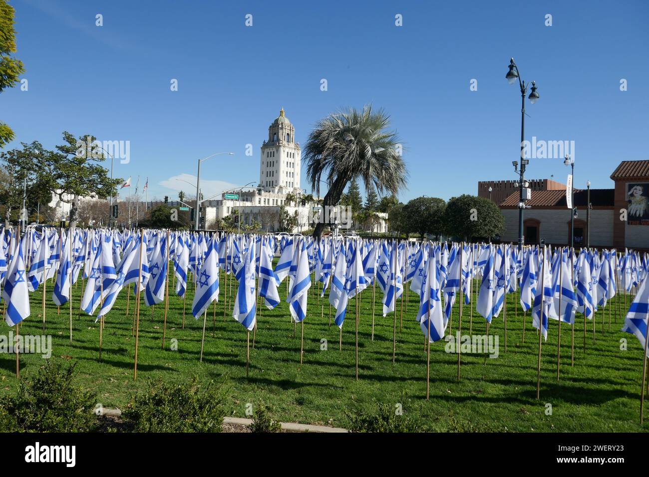 Beverly Hills, California, USA 26th January 2024 1400 Flags Gaza War ...
