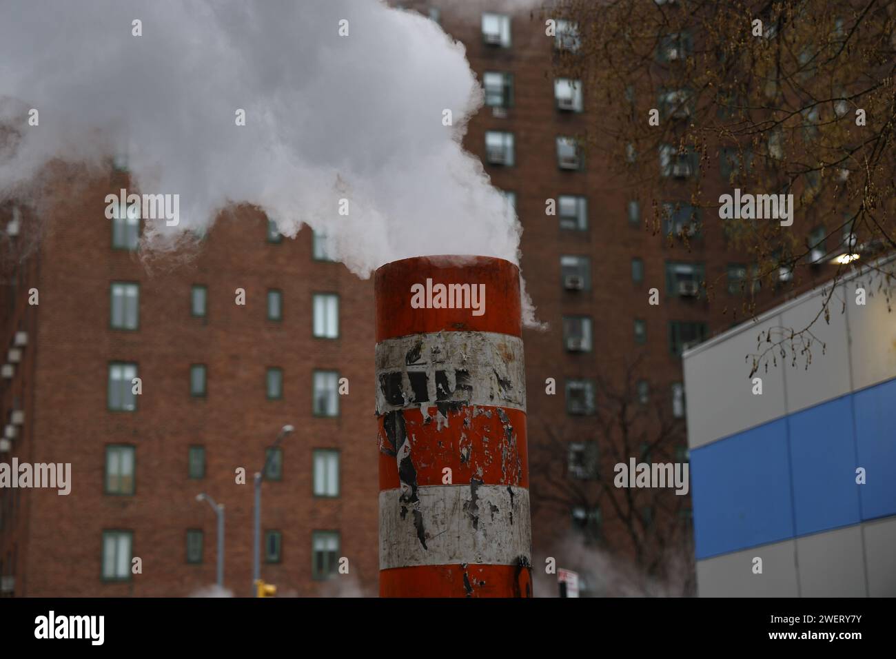 A view of Con Ed steam stack sweeps through the air on E. 15th Street ...