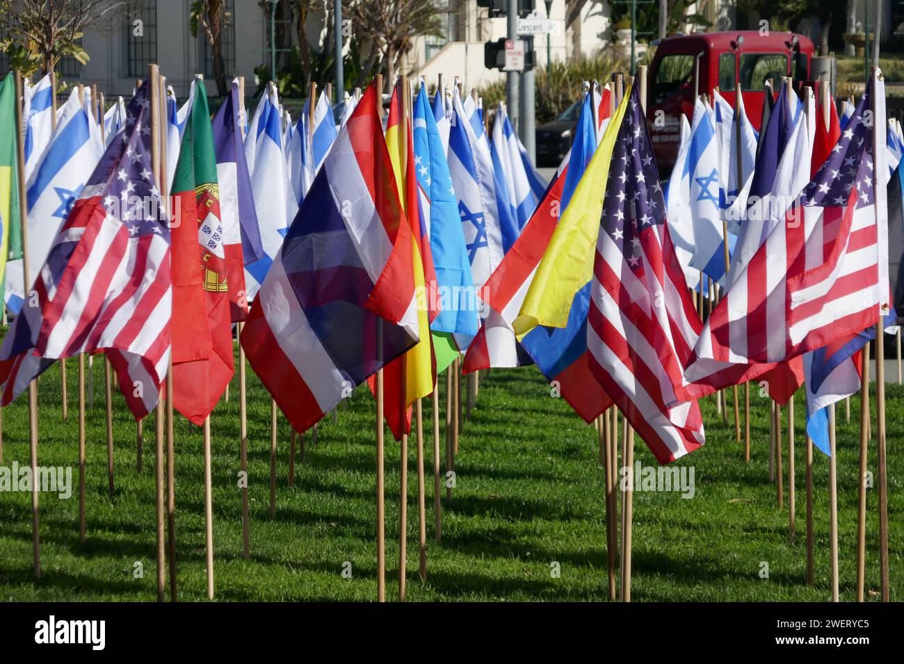 Beverly Hills, California, USA 26th January 2024 1400 Flags Gaza War ...