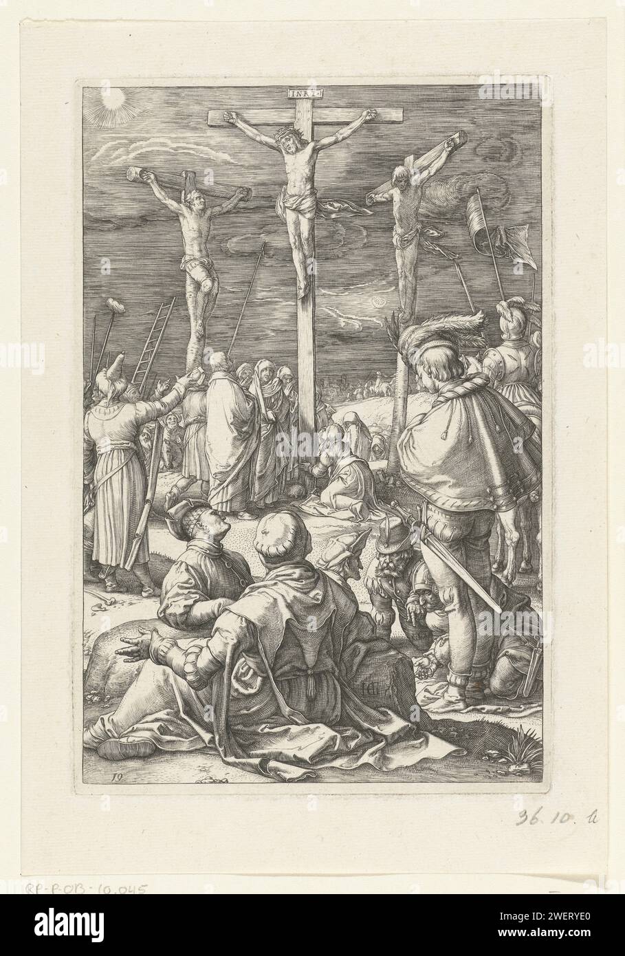 Christ on the Cross, 1596 - 1598 print Christ on the cross between two other cruised. At the ...