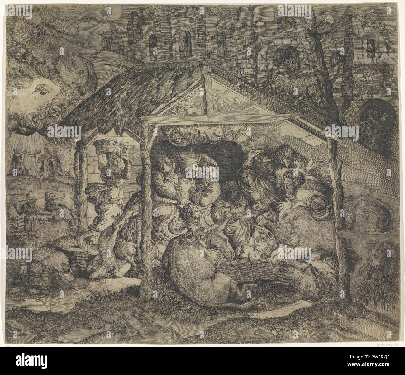 Adoration by the Shepherds, Anonymous, After Giulio Bonasone, After ...