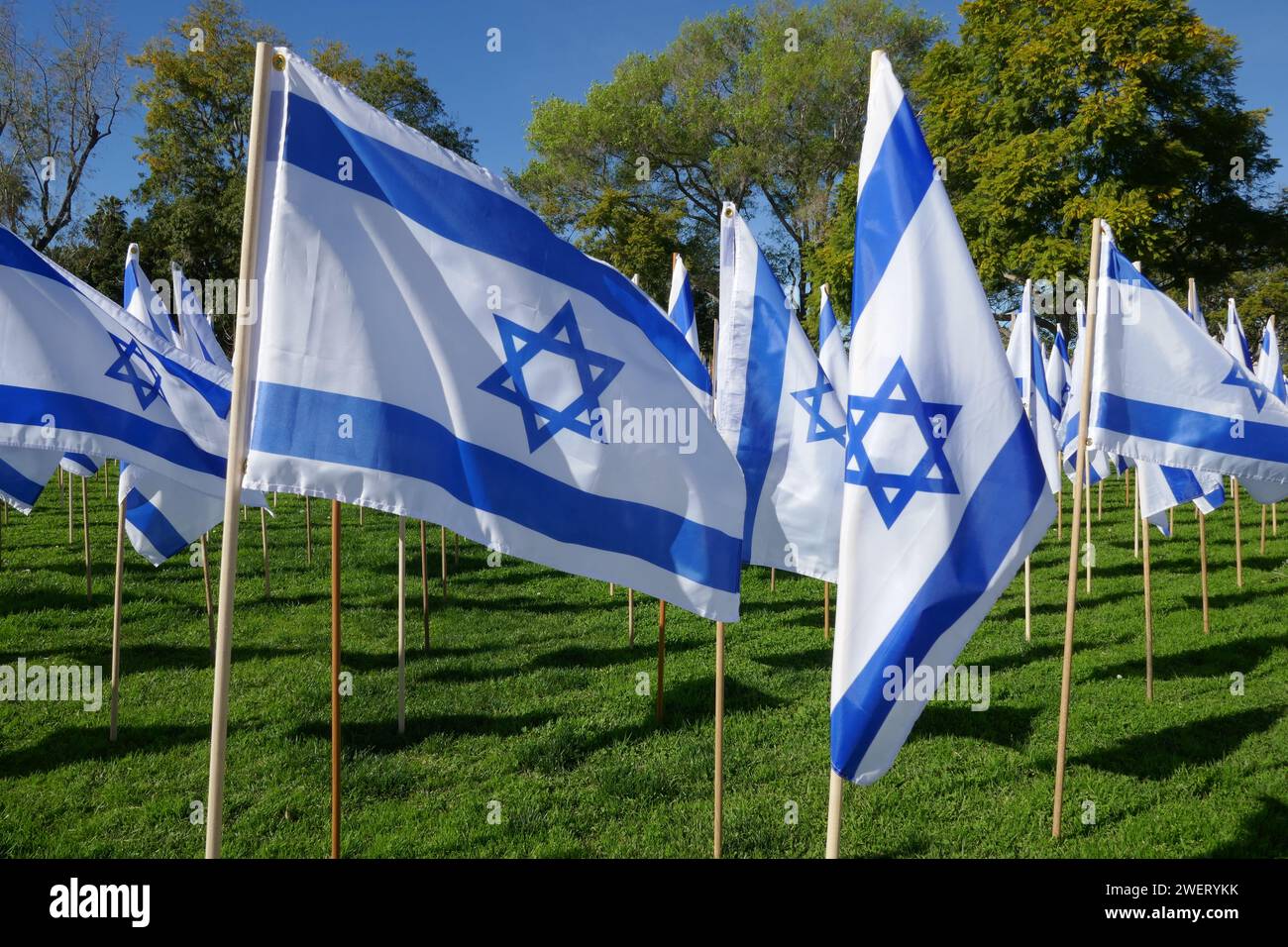 Beverly Hills, California, USA 26th January 2024 Israel Flags with 1400 ...