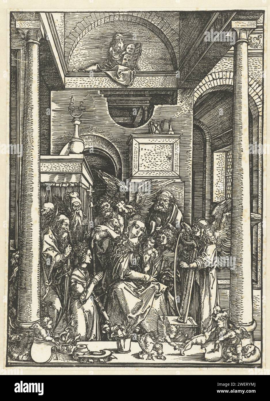 Glorification of Maria, Albrecht Dürer, 1500 - 1504 print Mary is in a ...