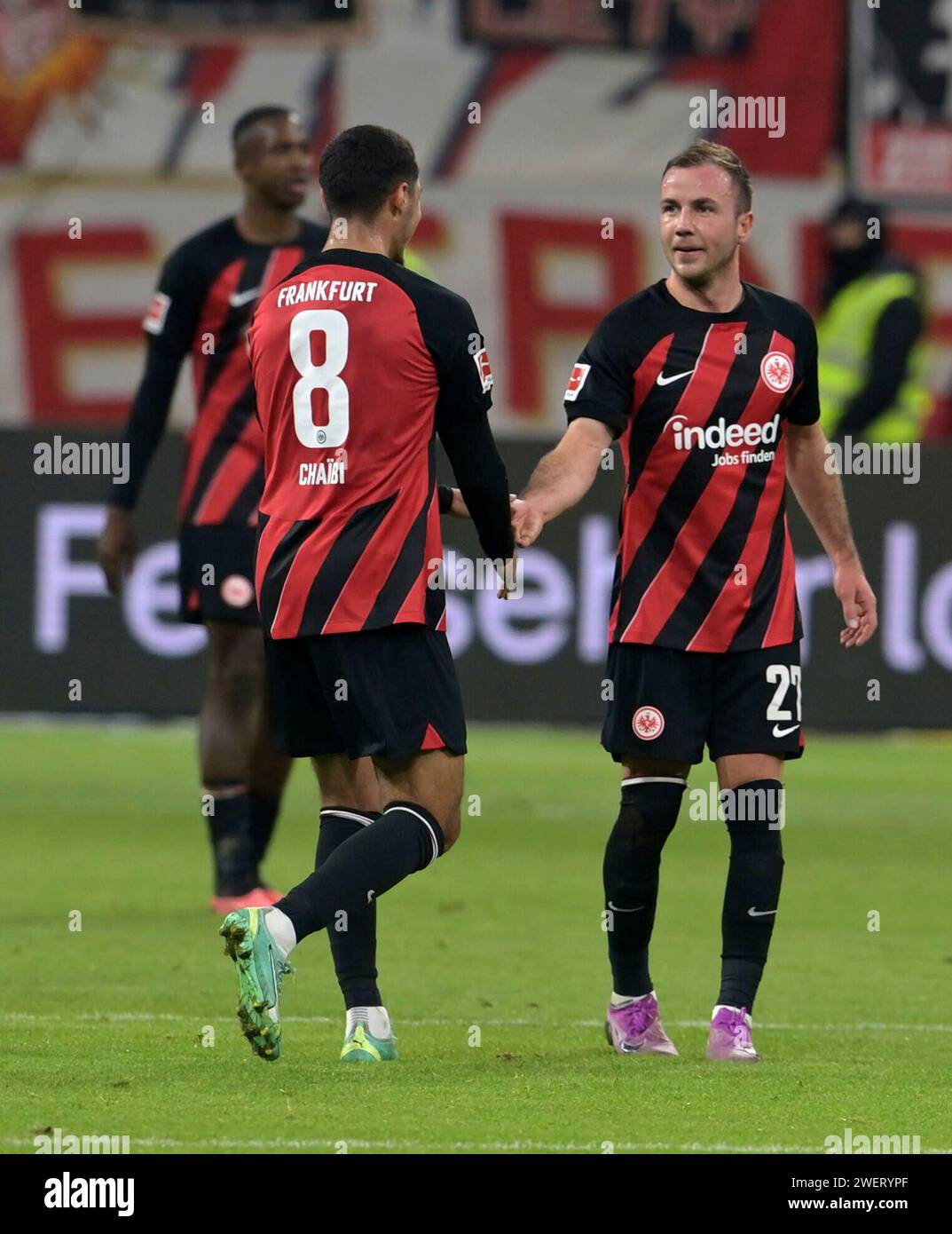 Torjubel um. Mario. Götze (re). mit Fares Chaibi nach seinem Kopfball ...