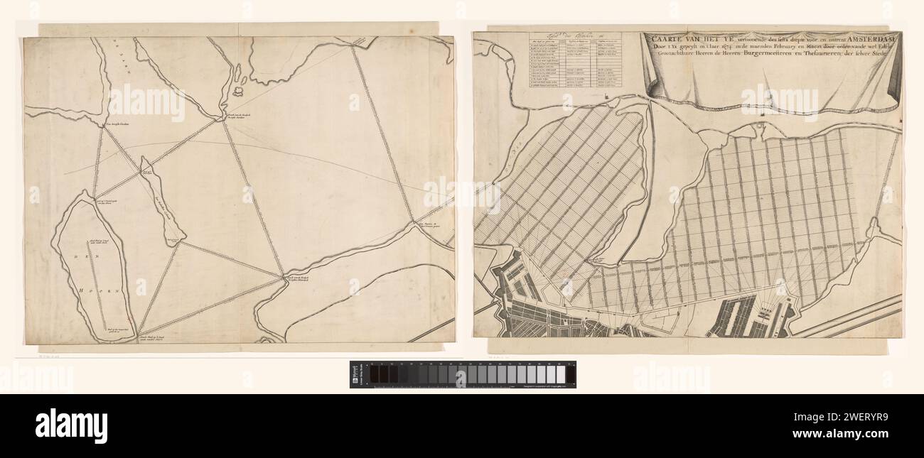 Map of the IJ, 1674, consisting of two parts, Anonymous, in or after 1674 print Map of the IJ ...