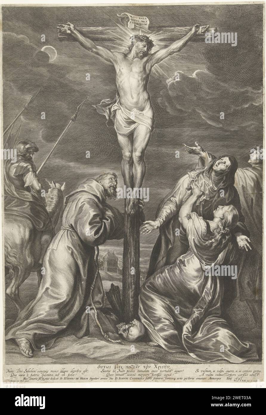 Christ on the cross with Maria and Maria Magdalena and Johannes de Evangelist and Franciscus van ...