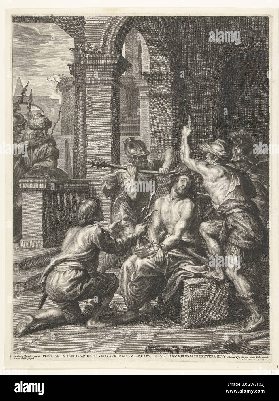 Christ is crowned crown and gets scepter from soldiers, Pieter de ...