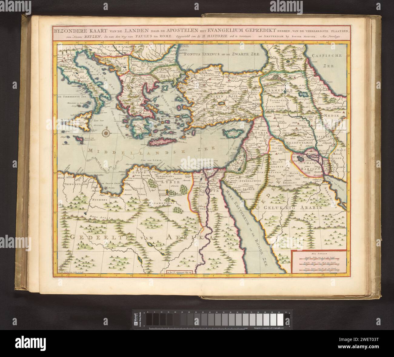 Map of the trips of the Apostles, Dirk Janszoon van Santen, after ...