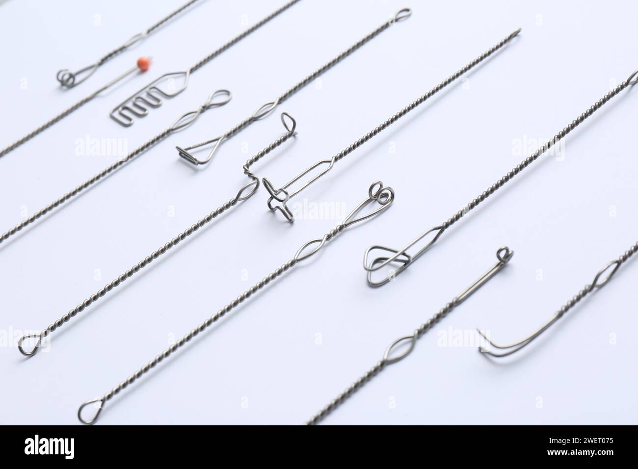 Set of logopedic probes on white background. Speech therapist's tools ...