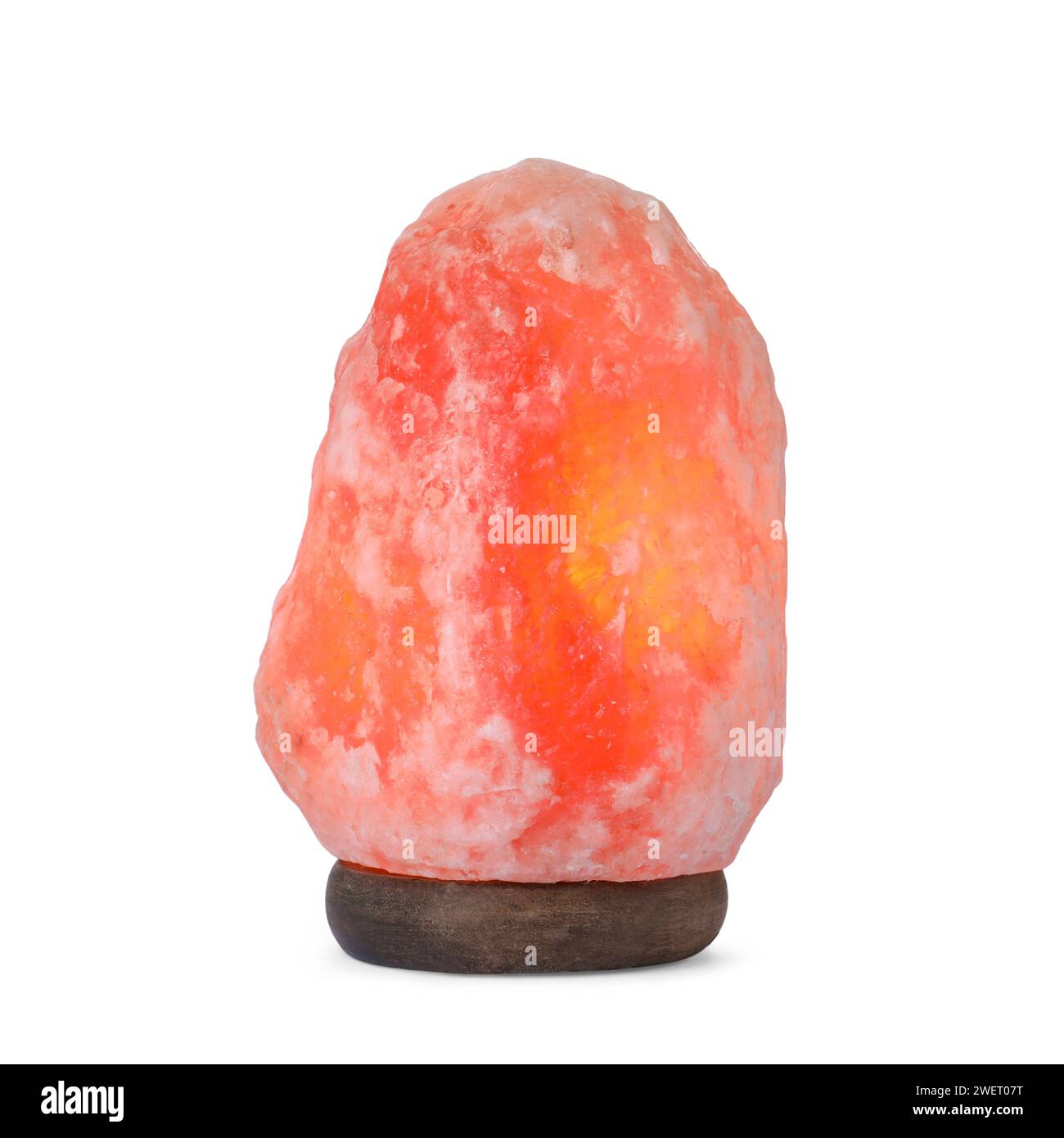 Pink Himalayan salt lamp isolated on white Stock Photo - Alamy